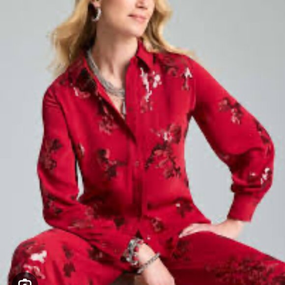 Chico's | Tops | Nwt Chicos Sequin Embellished Blouse In Red Allure 25 ...